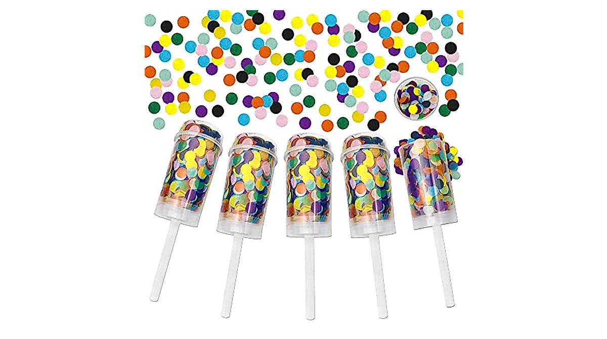 Colorful Confetti Push Pop Tubes for Celebrations - 5 Pack
