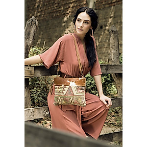 Myra Bag Merino Upcycled Canvas & Cowhide Leather Crossbody Bag S-1607