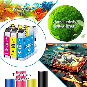 Jalada Compatible Ink Cartridge Replacement for Brother LC203 LC203XL LC201 LC201XL High Yield for Brother MFC-J460DW J480DW J485DW J680DW J880DW J885DW MFC-J4320DW J4420DW J4620DW Printer (8C 8M 8Y)
