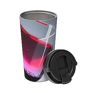 WANGXUEE Red Wine Bottle Glass Print 500ml Stainless Steel Travel Tumbler Double Wall Vacuum Insulated Coffee Mug