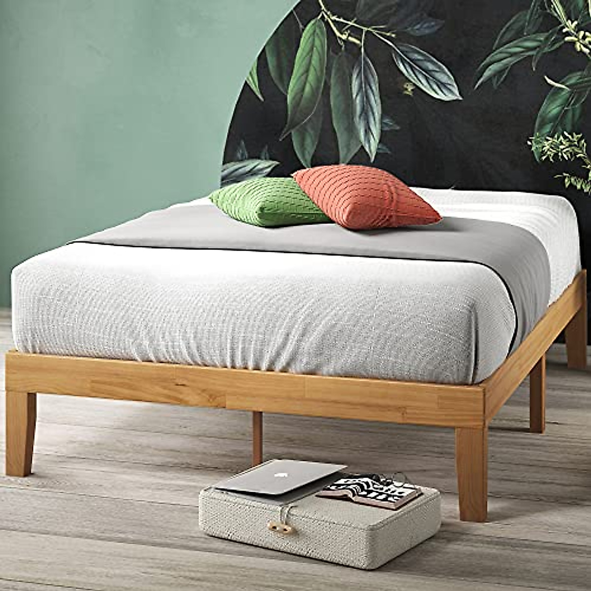 ZINUS Moiz Wood Platform Bed Frame / Wood Slat Support / No Box Spring Needed / Easy Assembly, Natural, Queen