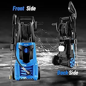 Suyncll 2.0GPM Electric Power Washer, 1600W High Pressure Washer, SY3000 Portable Electric Pressure Washer with Hose Reel, 4 Nozzles, Soap Bottle for Home/Garden/Car Cleaning(Blue)