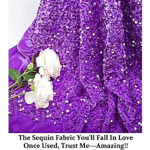 DUOBAO Lavender Sequin Fabric by The Yard Glitter Velvet Shimmer Fabrics 2 Yards Sparkle Mermaid Sequins by The Yard Material Dress Clothing Wedding Party