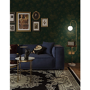 Dimoon 78.7"×17.3”Floral Peel and Stick Wallpaper Dark Green Golden Contact Paper Leaf Waterproof Butterfly Wall Paper Thicken Removable Vintage Self Adhesive Cabinets Shelf Liner Decal Vinyl Roll