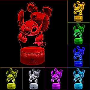 golioklsy Stitch Gifts for Kids,Stitch Night Light with Remote & Smart Touch,7 Colors + 16 Colors Changing Opreated,Dimmable Stitch lamp as Bedside Lamp Holiday Gifts