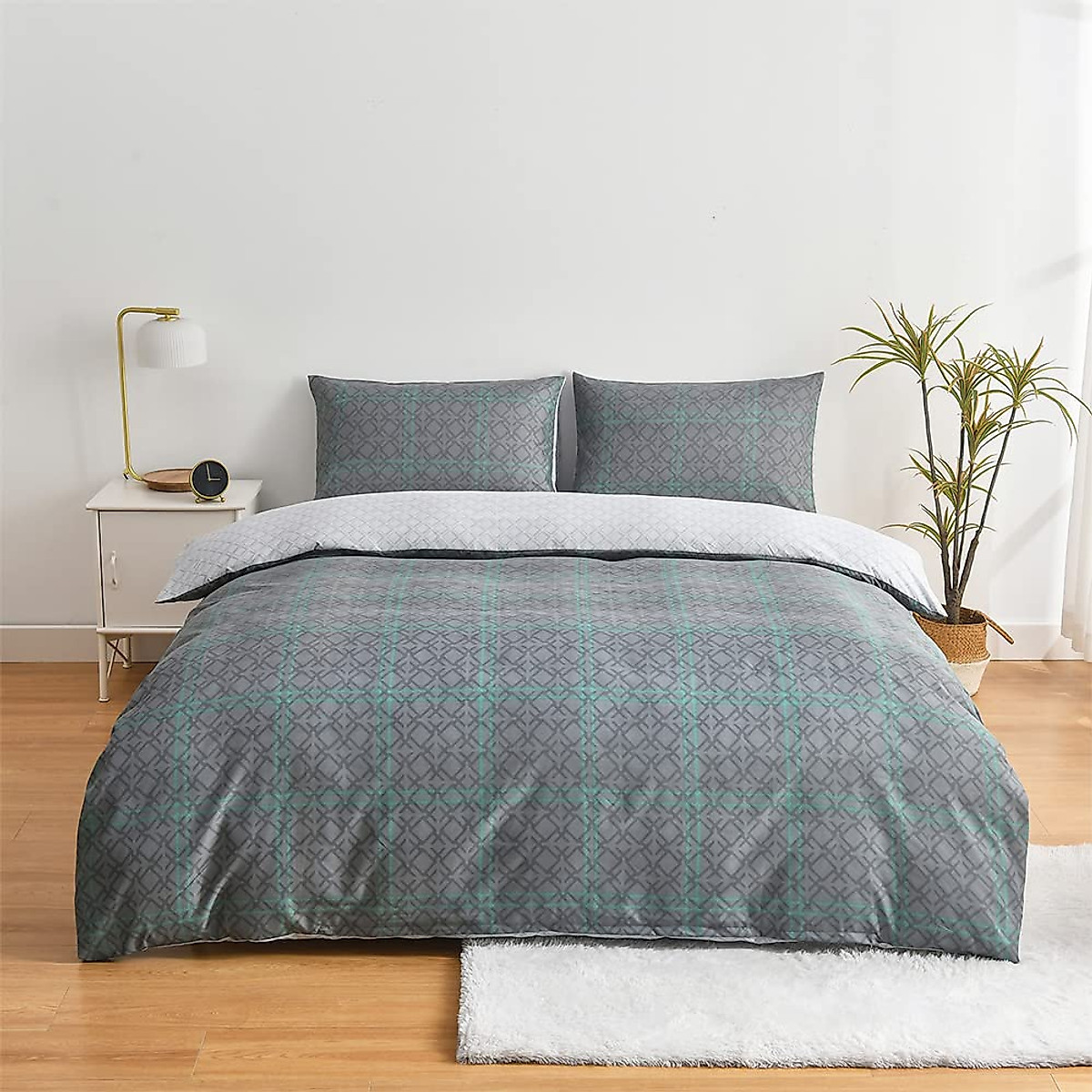 BOCTTCBO Bedding Duvet Cover Set, 100% Washed Microfiber Bedding Collection for All Season, Soft and Breathable 3 Pieces with Zipper Closure, 1 Duvet Cover + 2 Pillow Cases