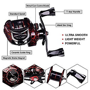 Fishing Rod and Reel Combo, 6.9ft Telescopic Spincast Rod with Right Handed Baitcasting Reel Combos, Sea Saltwater Freshwater Ice Bass Fishing Tackle Set Fishing Rods Kit