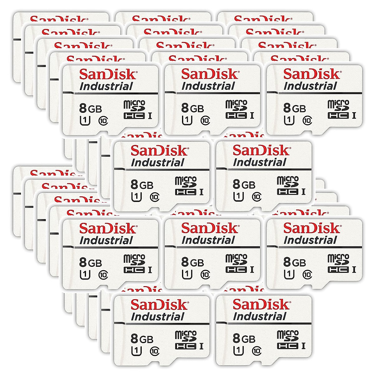 SanDisk Industrial 8GB Micro SD Memory Card Class 10 UHS-I MicroSD (Bulk Pack) in Cases (SDSDQAF3-008G-I) Bundle with (1) Everything But Stromboli Card Reader (8GB, Pack of 50)