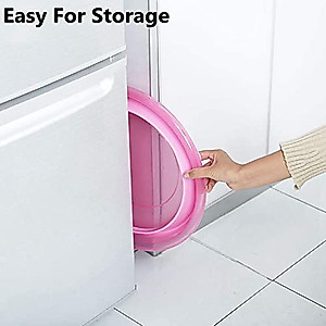 Foldable Hedgehog Bathtub, with 2 Pcs Set Bathing Brush, Plastic Small Animal Swimming Pool, Bath Sand Room Sauna, for Hedgehog Hamster, Guinea Pig,Bearded Dragon (Pink)