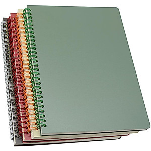 Yansanido Spiral Notebook, 4 Pcs B5 9.8 x 6.9 inch Thick Plastic Hardcover 8mm Ruled 4 Color 80 Sheets -160 Pages Journals for Study and Notes