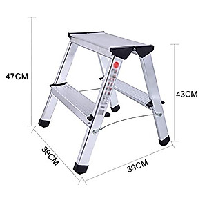 PENGJIE Folding Ladder Step Stool Ladder Stool 2 Step Folding Aluminum Heavy Duty Steel Portable Anti Slip Mat Tread Compact 150 Kg Capacity for Home Office