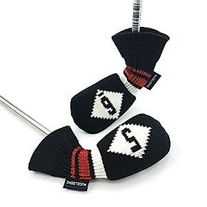 HUGELOONG Golf Iron Headcovers Set 11PCS(3~9,P,A,S,L) -Number on Both Side-Golf Club Head Covers Fit Most Irons-Black/White/red