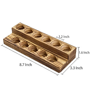 MyGift 8.5 Inch Rustic Burnt Solid Wood Essential Oil Holder Stand with 2 Tier Display, Vanity Tabletop Cosmetic Storage Organizer Rack, Holds 11 (20ml) Bottles