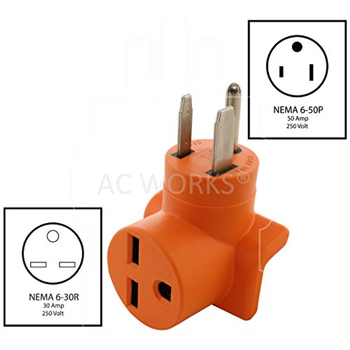 AC WORKS NEMA 6-30 Commercial Heater Adapter (50A Welder 6-50R Outlet)