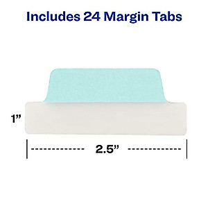Avery 74769 Ultra Tabs, 2.5 x 1 Inch, 2-Side Writable, Pastel Blue/Pink/Purple/Green, 24 Repositionable Margin Tabs