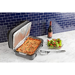 Stack Store Plus More Insulated Casserole Carrier for Hot or Cold Food, Lasagna Holder for Picnic, Potluck, Cookout - Fits 9” x 13” and 11” x 15” Baking Dish – Expandable Double Thermal Bag in Gray