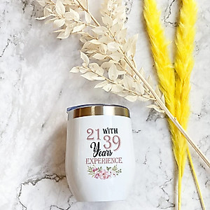 Jevuta 60th Birthday Gifts For Women, 60th Birthday Decorations, 60th Birthday Wine Tumbler, 60th Birthday Gift Ideas, Birthday Gift For Turning 60, 1963 Gifts For Women, Mom, Wife (12oz)