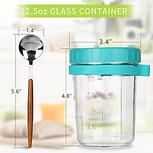 Bravebull 6Pcs Overnight Oats Containers with Lids and Spoon 12 Oz Wide Mouth Mason Jars,Meal Prep Container,Glass Food Storage Containers for Yogurt,Fruit,Cereal,Salad,Oat