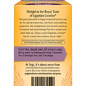 Yogi Tea Egyptian Licorice Tea - 16 Tea Bags per Pack (4 Packs) - Organic Licorice Tea Bags - Includes Licorice Root, Cinnamon Bark, Orange Peel, Ginger Root, Cardamom Pod & More