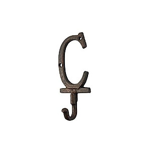 Handcrafted Nautical Decor Rustic Copper Cast Iron Letter C Alphabet Wall Hook 6"