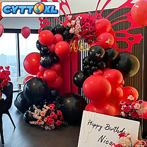CYTTOKL Red and Black Balloons 12 inch 100 Pack Red Black Latex Helium Balloons for Birthday Wedding Baby Shower Party Decorations