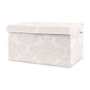 Sweet Jojo Designs Blush Pink and White Damask Girl Small Fabric Toy Bin Storage Box Chest For Baby Nursery or Kids Room - for the Amelia Collection