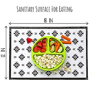 Hippypotamus Disposable Placemats Baby - Pack of 45 BPA Free Table Toppers for Kids and Toddlers - Extra Sticky Travel Mat for Restaurant (Cream/Sage/Blush)