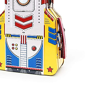 Suck UK Lunch Box Rocket Kids Lunch Box Kids Lunch Bag For School Supplies Metal Snack Box & Retro Sandwich Containers Kids Lunch Container Toy Storage Toddler Lunch Box Red & Yellow