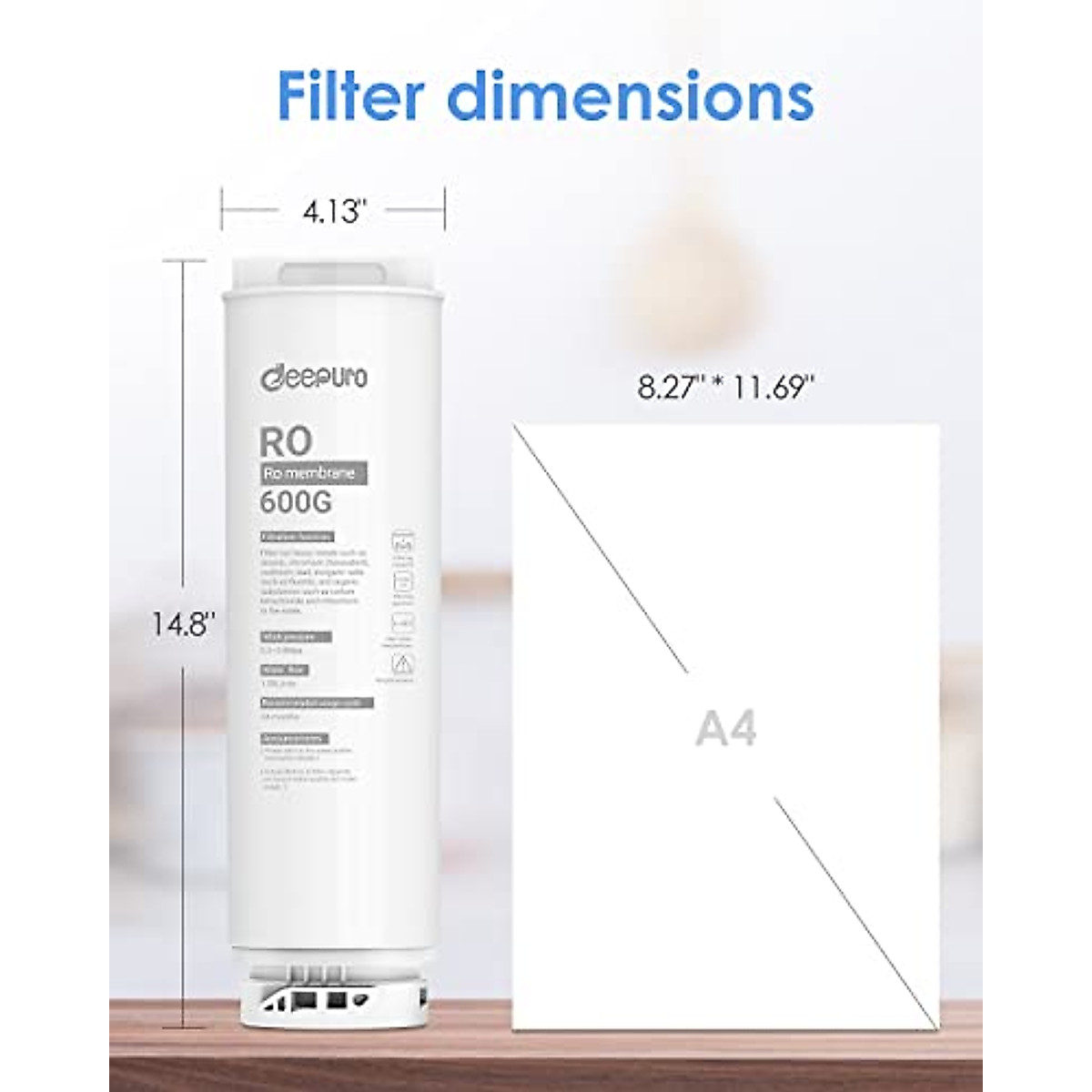 Deepuro RO Replacement Filter Cartridge for RO System WP-A6/WP-B6, (WP6G-RO)