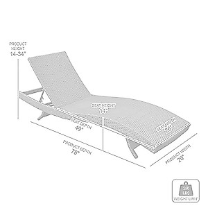 Armen Living Cabana Adjustable Wicker Chaise Lounge Chair