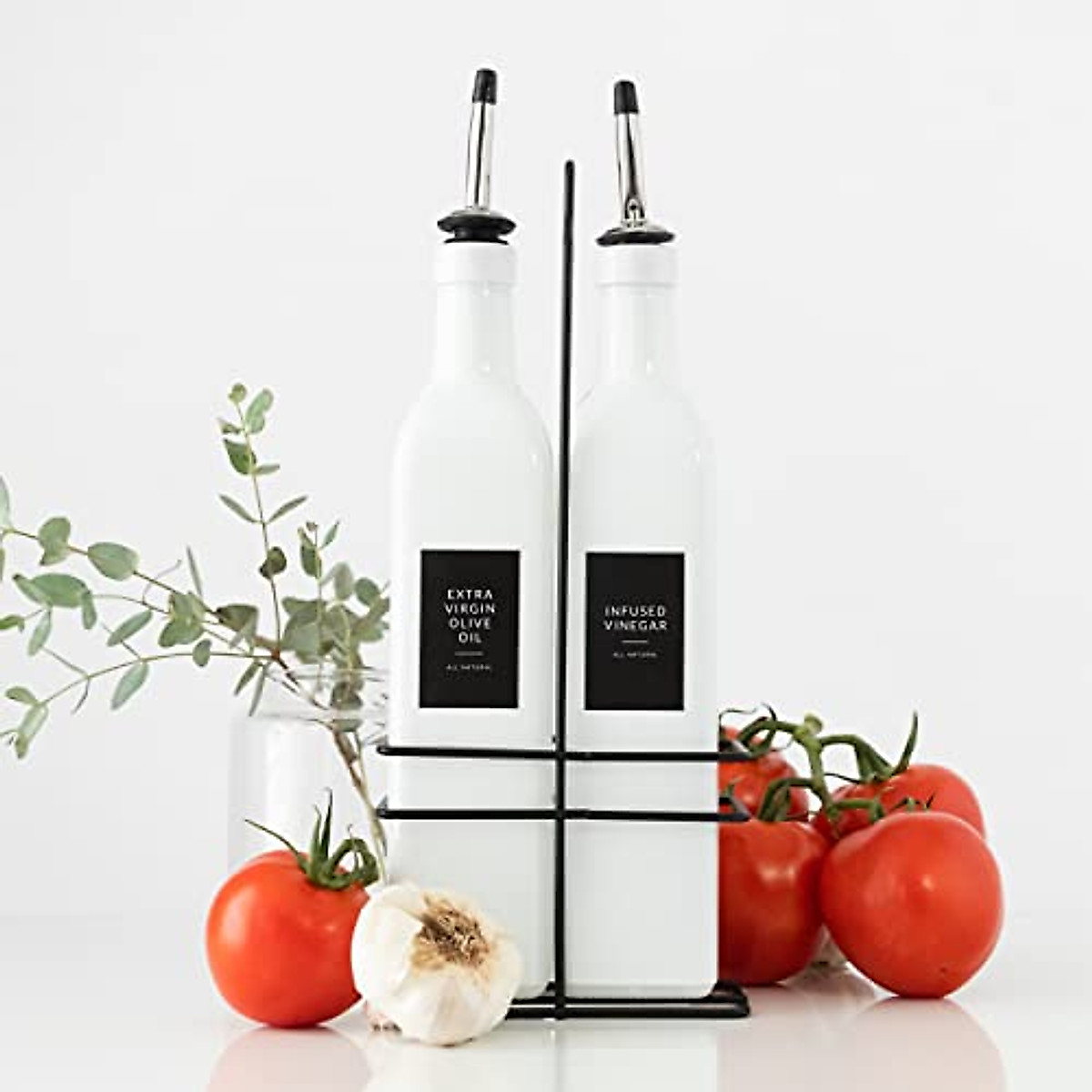 Black Oil Bottle Labels Stickers - 54 Pantry Labels for Vinegar & Oil Dispenser Bottles Condiment Labels - Oil Jar Labels Pantry Stickers - Kitchen Stickers Waterproof Oil Bottle Labels Stickers