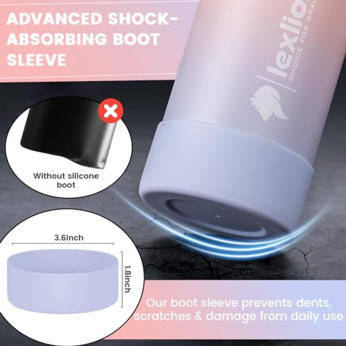 lexlion Water Bottle 32oz, Triple Walled Insulated Stainless Steel Reusable Bottle, Silicone Sleeve, 2 Lids (Spout lid & Straw lid w/2 straw), Metal Mug Gallon, BPA Free, Pinky