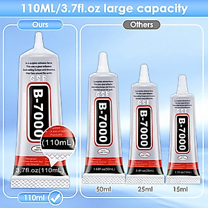 B7000 Rhinestones Glue for Crafts, 110ML Glue of Diamond Jewelry 3.7fl.oz Clear B-7000 Super Jewelry Glue Transparent Industrial Adhesive for Fabric Phone Repair Jewelery Making Crystal Gem