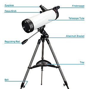 Telescope 114AZ Newtonian Reflector Telescope for Astronomy Adults, Great Astronomy Gift for Kids Adults, Comes with Cellphone Adapter & 1.25 Inch 13% T Moon Filter