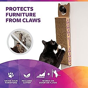 SmartyKat Scratch Up Corrugated Hanging Cat Scratcher, Catnip Infusion Technology - Brown, Single Wide
