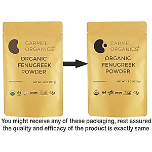 CARMEL ORGANICS Fenugreek |Methi Seeds (Powder, 8 Ounce or 0.5 Lbs)(Pack of 1) | USDA Certified Organic | Non-Gmo | No Added Preservatives | Indian Origin Fenugreek Seeds
