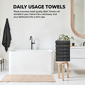 QUBA LINEN Luxury Hotel & Spa 100% Cotton Bath Towels Set of 6 - 24x48 inch Ultra Soft Large Bath Towel Set Highly Absorbent Daily Usage Ideal for Pool and Gym Pack of 6 - Lightweight