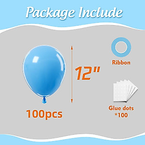 ZHMYBLN Blue Balloons, 100Pcs 12 inch Bright Blue Latex Balloons Round Helium Balloons for Birthday Wedding Baby Shower Anniversary Party Backdrop Decorations