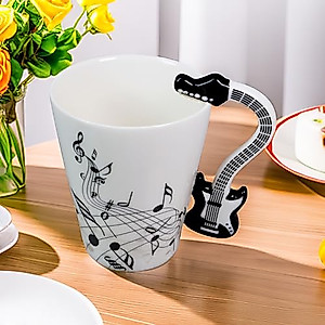 LanHong Guitar Mug Music Coffee Mug Guitar Coffee Mug Gifts for Musician Guitar Players Music Lovers - 13.5 oz Guitar Coffee Cup Music Teacher Guitar Gifts for Men Women Friend