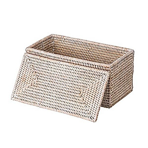 Kouboo La Jolla Rectangular Rattan Box, White-Wash Toilet Roll Storage Basket