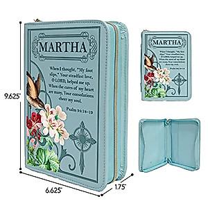 9.6x6.6 Inch Personalized Bible Cover, Custom Bible Cover – Personalized Leatherette Bible Cover and Carrying Case with Handle, Womens Bible Case - Teal (Design 5)