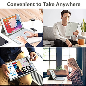 BAIBAO Keyboard Case for iPad 9th Generation 2021 10.2 inch/iPad Pro 10.5 inch, Detachable Wireless with Pencil Holder Keyboard for New iPad 9th/8th/7th Generation/iPad Air 3 (Gray)