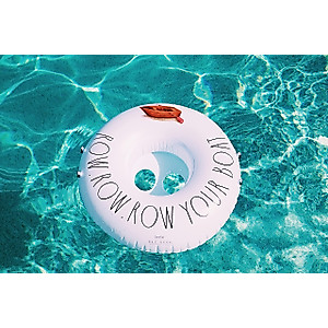 Rae Dunn Toddler Float with Canopy by CocoNut Float Row Row Row Your Boat Theme - Child Sized Inflatable Raft & Durable Water Toy - Stable Ride-On for Summer Parties & Swim Events