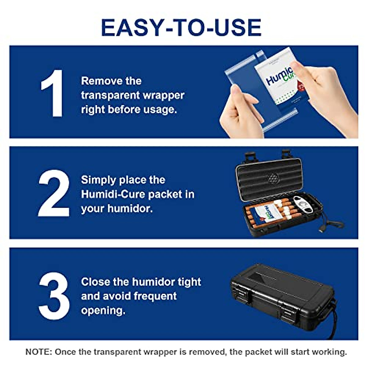 Humidi-Cure 10Packs RH73% Cigar Humidors,2-Way Humidity Control Packs,73% Humidor Packets with RH Indicator Card,Size 8g