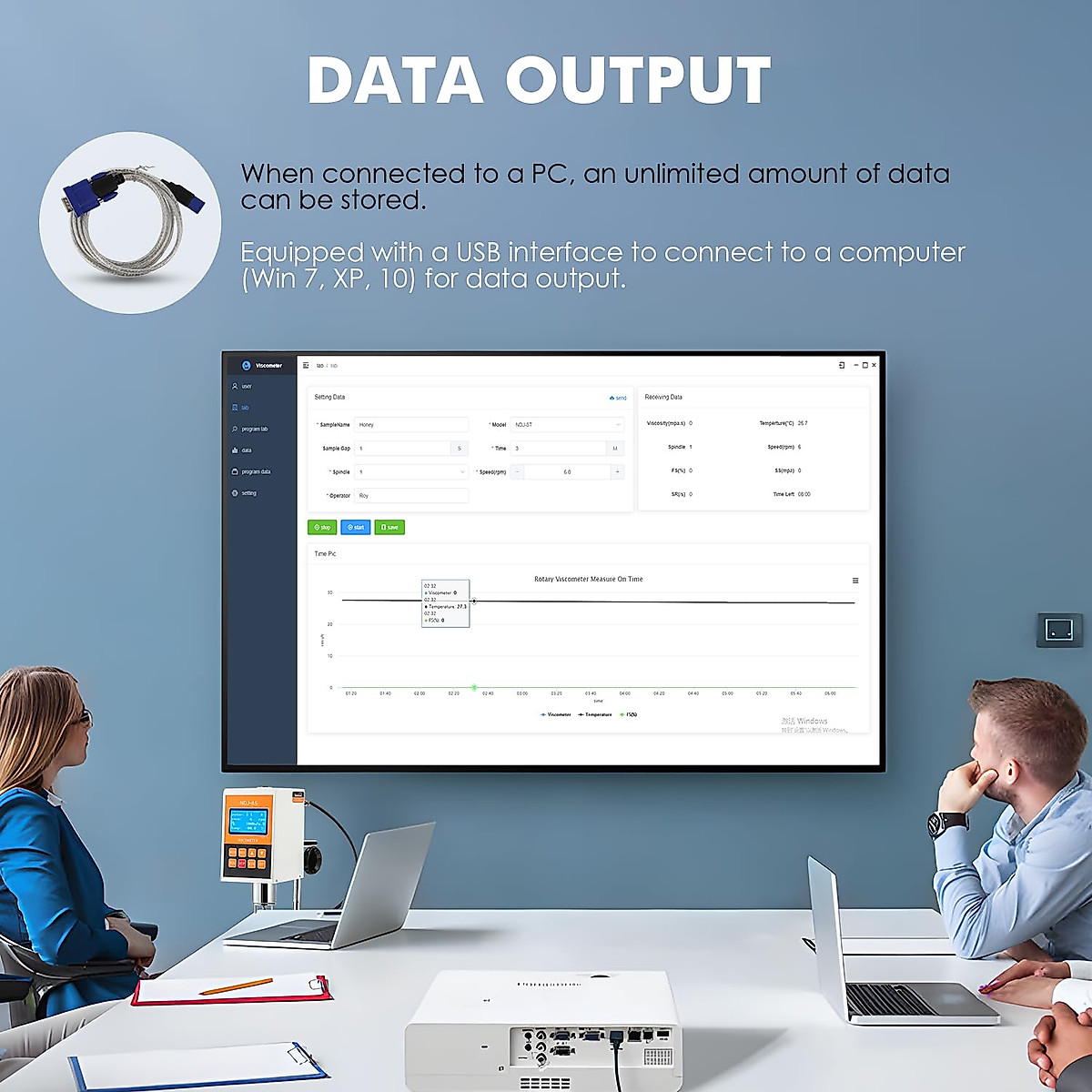 Bonvoisin Digital Rotary Viscometer 10-100,000mPa.S Digital Lab Rotational Viscosity Meter +-3% Accuracy Fluidimeter Tester Meter with 4 Rotors and Temperature Probe 110-240V(NDJ-5S)