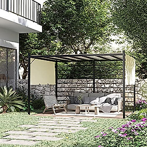 Outsunny 10' x 12' Outdoor Retractable Pergola, Patio Gazebo Canopy Adjustable Sun Shade Shelter for Backyard, Garden Activities, Beige