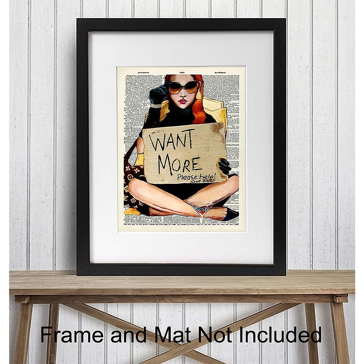 Funny Glam Fashion Graffiti Dictionary Art – Upcycled 8x10 Chic Unique Gift for Designer, Fashionista - Urban Street Art Home Decoration Poster for Women, Wife, Teens, Dorm Room – Cool Dope Wall Decor