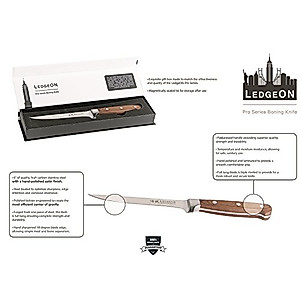 LedgeON 6" Professional Boning Knife - Pro Series - High Carbon Stainless Steel Blade - Wood Handle