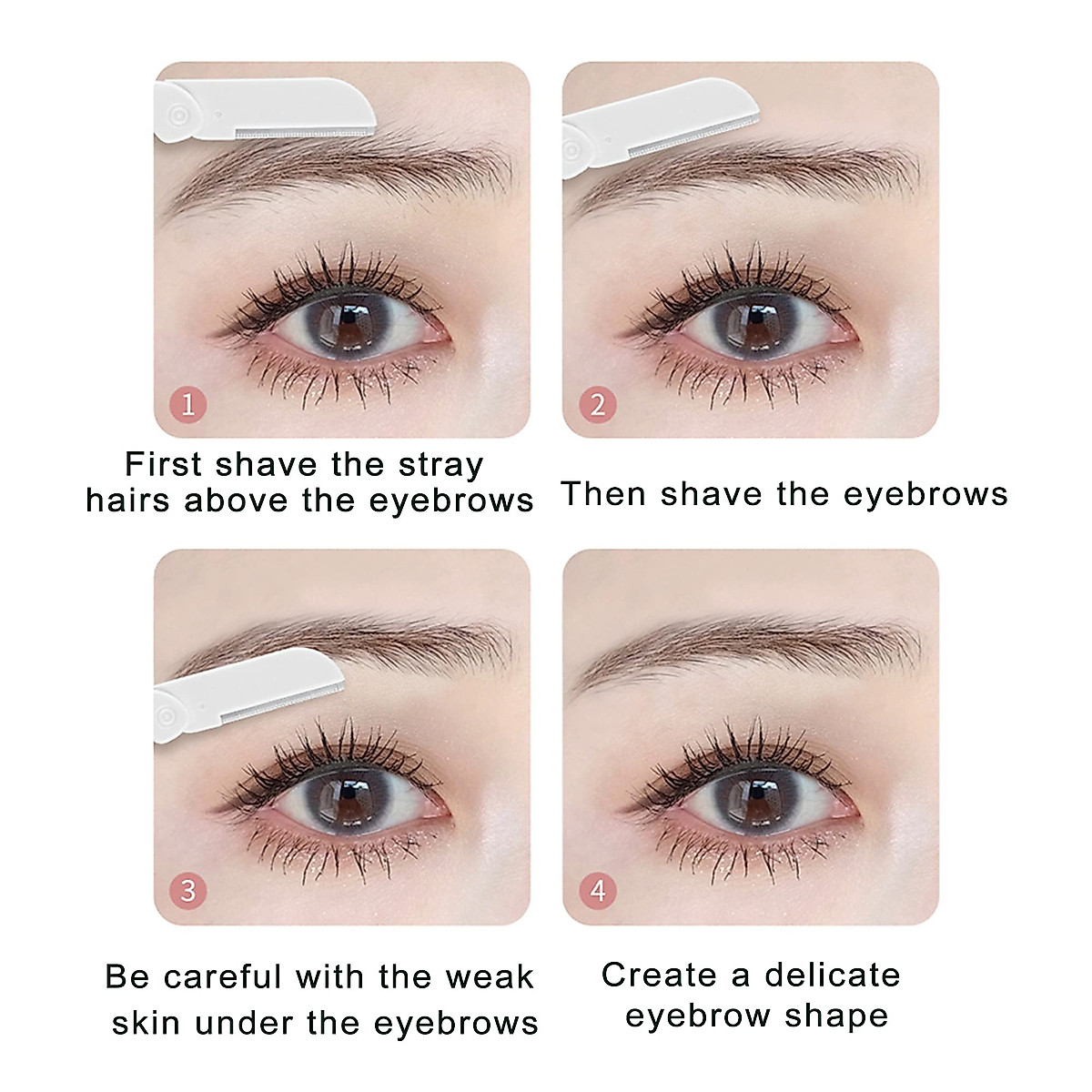 Eyebrow repair tool, foldable facial lint razor (9 pieces), hair removal knife for eyebrows and peach fuzz, universal facial razor for men and women