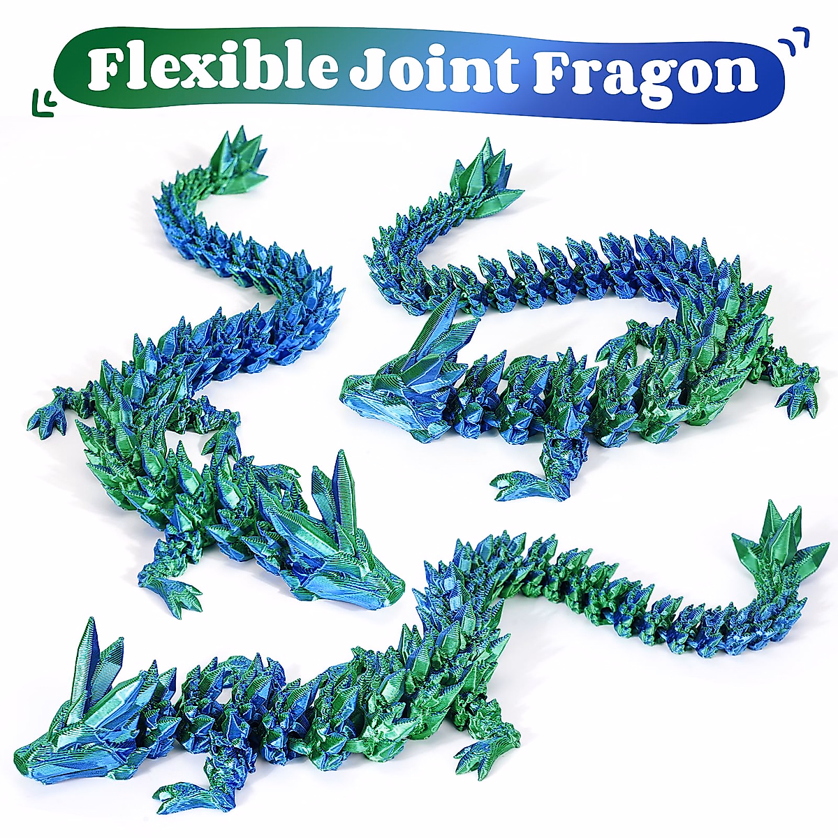 TBOLINE 3D Printed Dragon Easter Egg - Perfect Basket Essentials Stuffers, Prefilled Easter Egg Filled with Toy, Articulated Crystal Dragon Fidget Toy for Kid Boy (Laser Green-12inch)